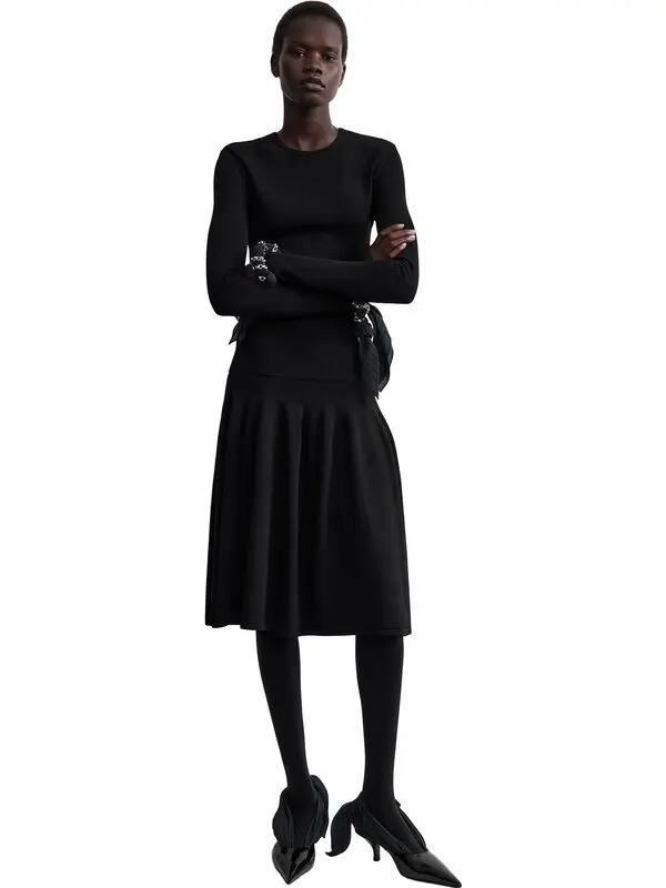 TOTEME Ribbed Waist Skirt - Black