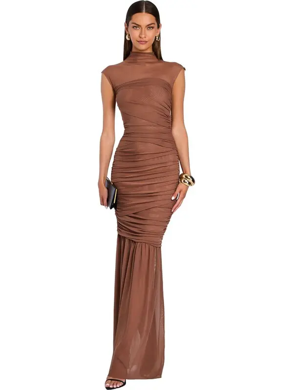 SEROYA Rosie Mesh Dress - Cocoa