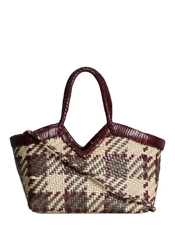 VIPERA Monet Madras Woven Leather Shoulder Bag - Red