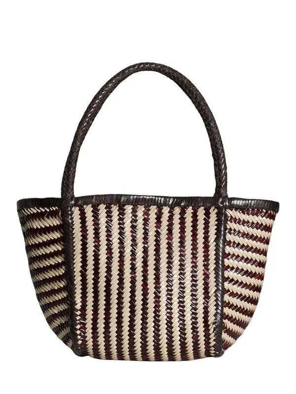 VIPERA Ruby Stripe Woven Leather Tote Bag - Red