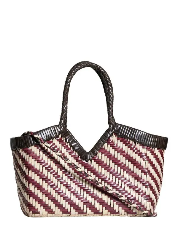 VIPERA Monet Stripe Woven Leather Shoulder Bag - Red