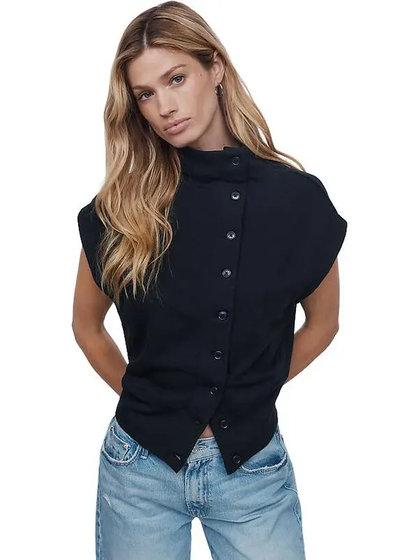 Anthropologie Funnel-neck Short-sleeve Sweater - Black