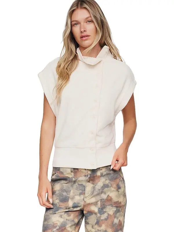 Anthropologie Funnel-neck Short-sleeve Sweater - Ivory