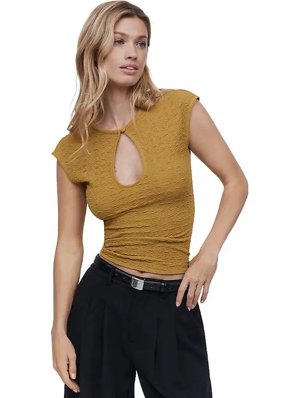 Anthropologie Keyhole Cap-sleeve Top - Chartreuse