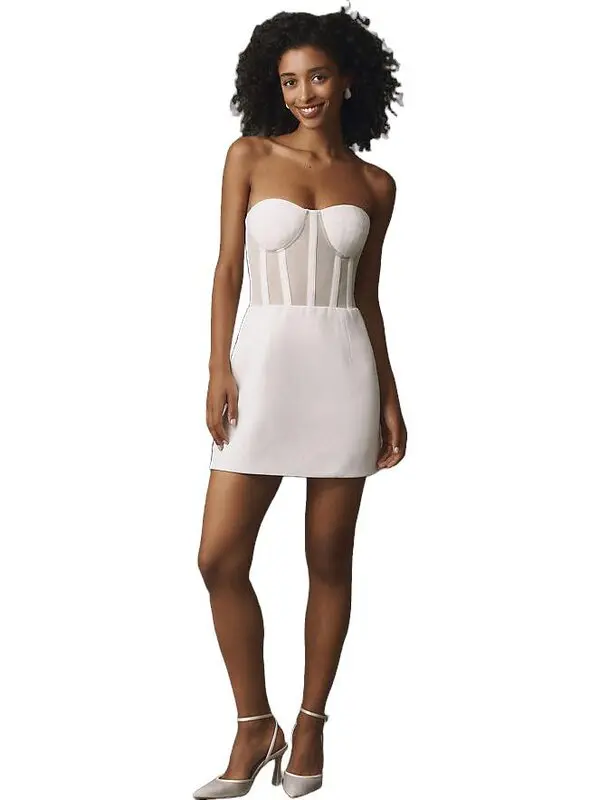 HELSI Crista Crepe Bustier Mini Dress - Ivory
