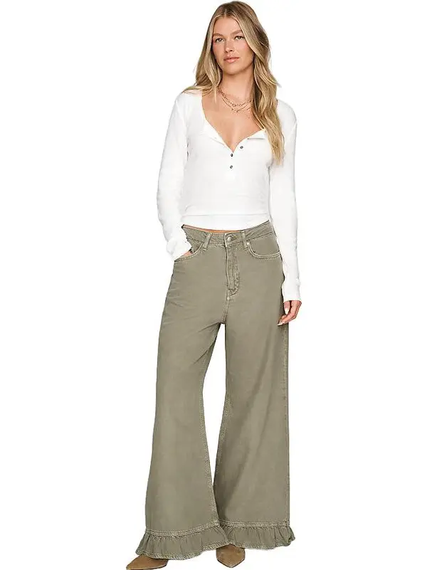 PILCRO High-rise Wide-leg Jeans - Moss