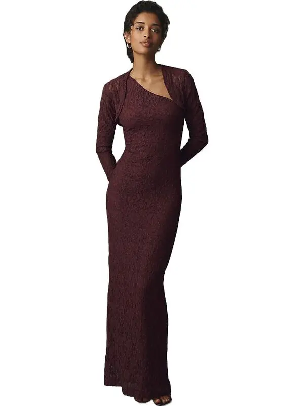 Bhldn Stretch Lace Bolero Maxi Dress - Brown