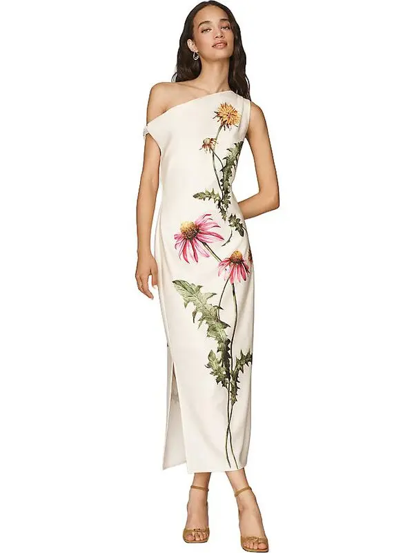 Endless Rose One-shoulder Midi Dress - Cream