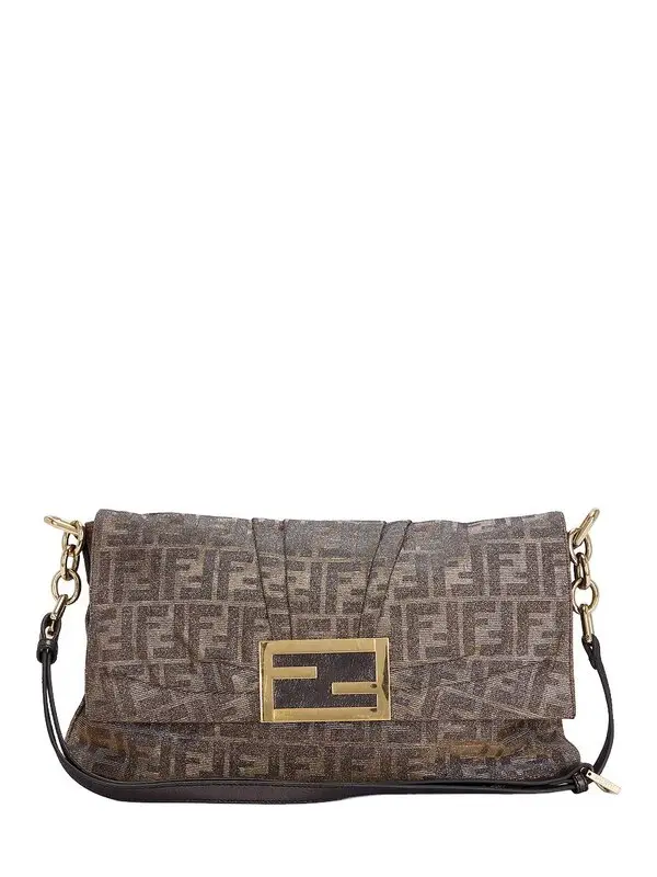 Fendi Zucchino Baguette Shoulder Bag - Brown