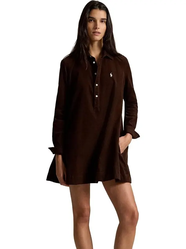 Ralph Lauren Corduroy Pleated Shirtdress - Dark Brown