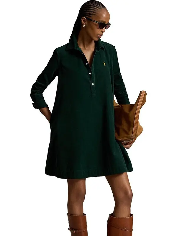 Ralph Lauren Corduroy Pleated Shirtdress - Green