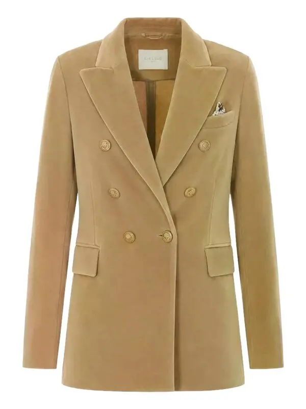 CIRCOLO 1901 Double-breasted Velvet Blazer - Brown