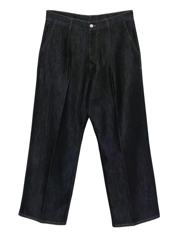 NINE:INTHE:MORNING Pleated Wide-leg Jeans - Blue
