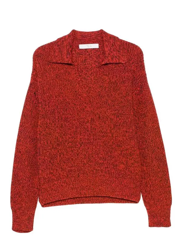 TELA Beni Marl-knit V-neck Sweater - Red