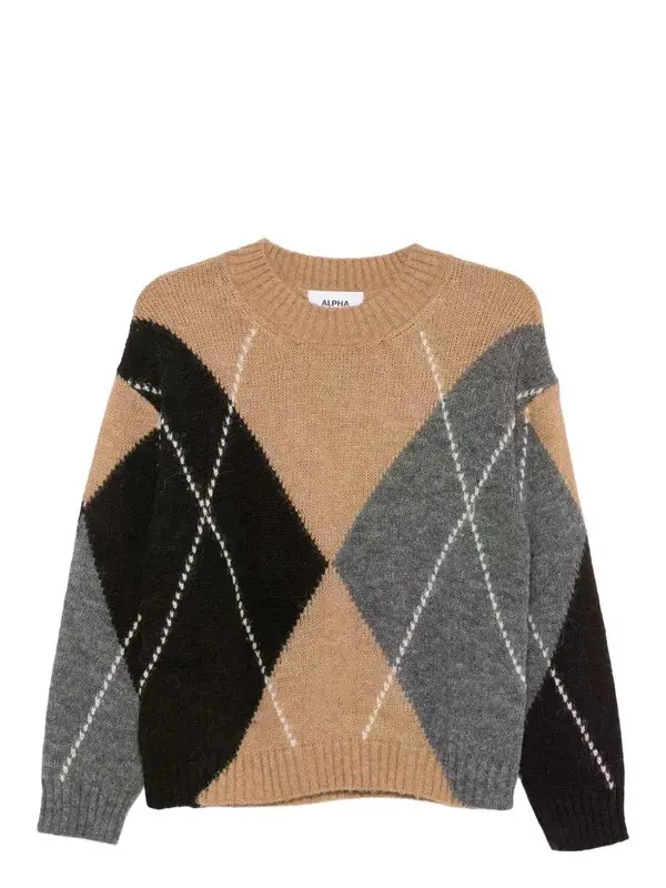 Alpha Studio Argyle-knit Sweater - Neutrals