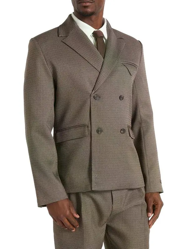 Manière De Voir Didier Houndstooth Double-breasted Blazer - Brown