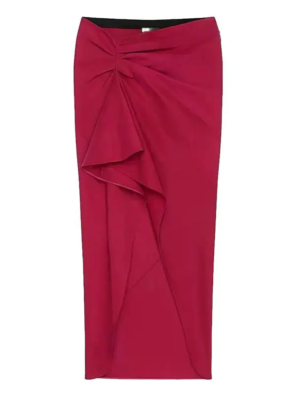 Givenchy Ruffled Asymmetric Midi Skirt - Red