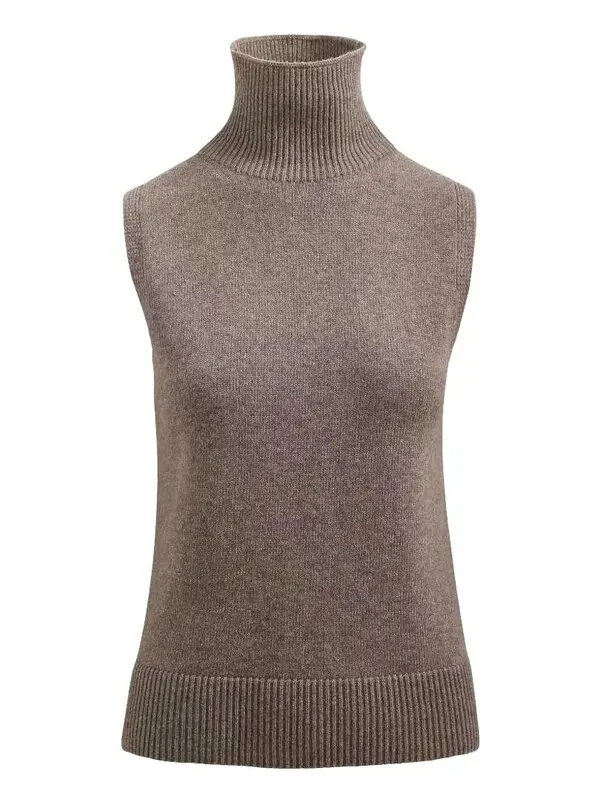 Brandon Maxwell Bruno Sleeveless Turtleneck Vest - Brown