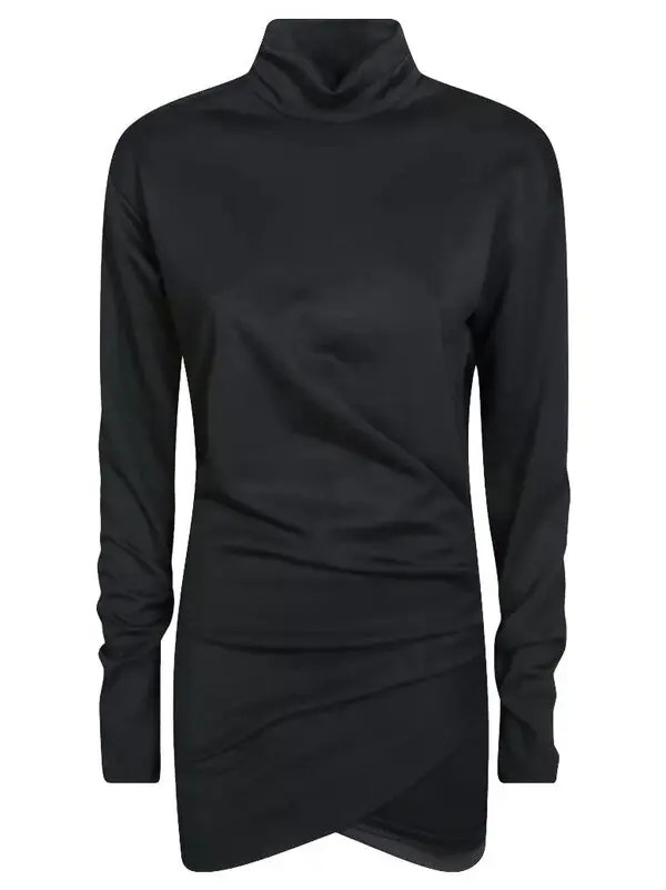 DONDUP High-neck Gathered Mini Dress - Black