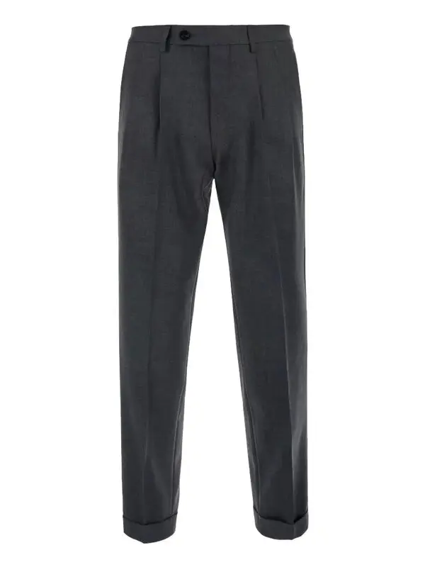 MICHAEL COAL Pleated Turned-up Trousers - Grey