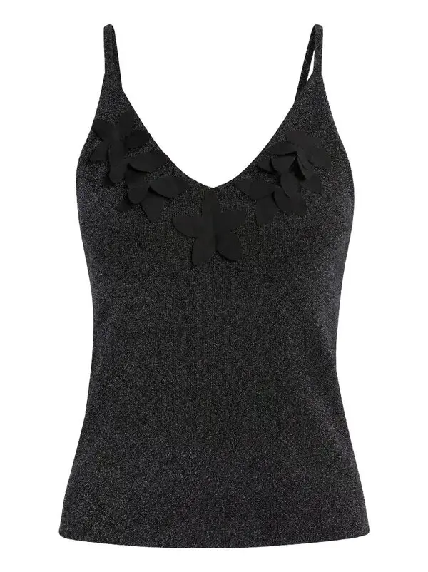 MOLLY BRACKEN Butterfly-appliqué Ribbed-knit Tank Top - Black