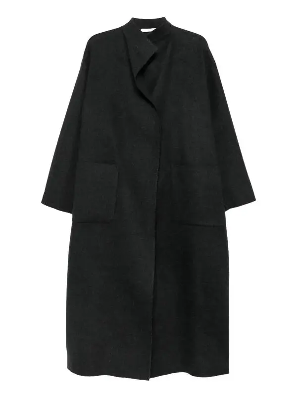 Dusan High-neck Patch-pocket Coat - Grey