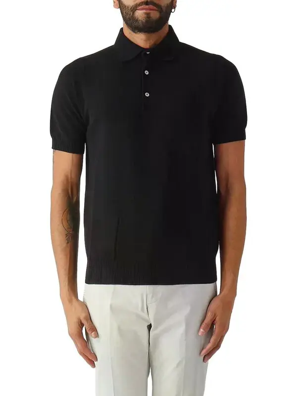FILIPPO DE LAURENTIIS Cotton Polo-shirt - Black