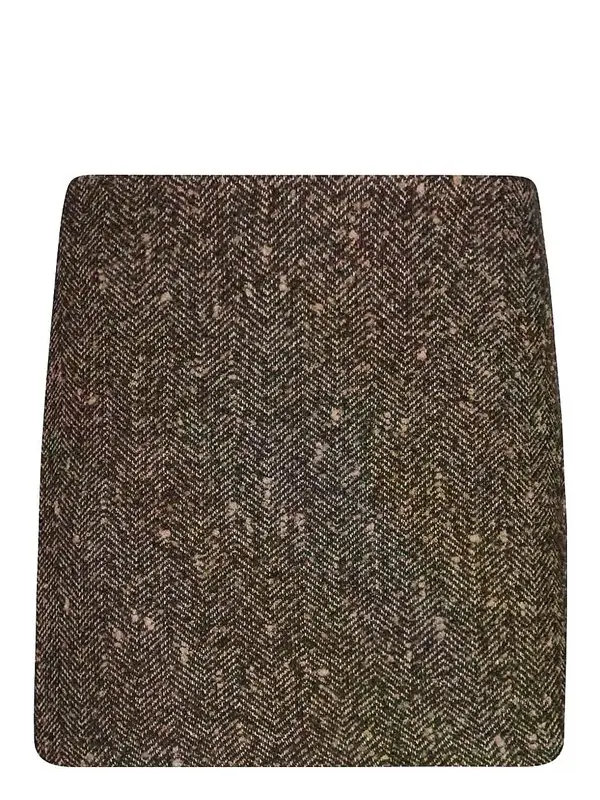 ERMANNO FIRENZE Herringbone Pattern Straight Mini Skirt - Brown