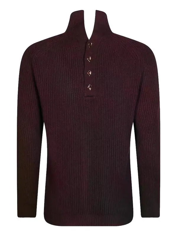 DONDUP Embellished-button Ribbed-knit Sweater - Red
