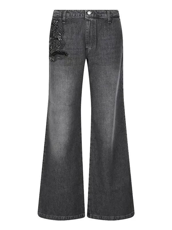 ERMANNO FIRENZE Bead-embellished Flare Jeans - Grey
