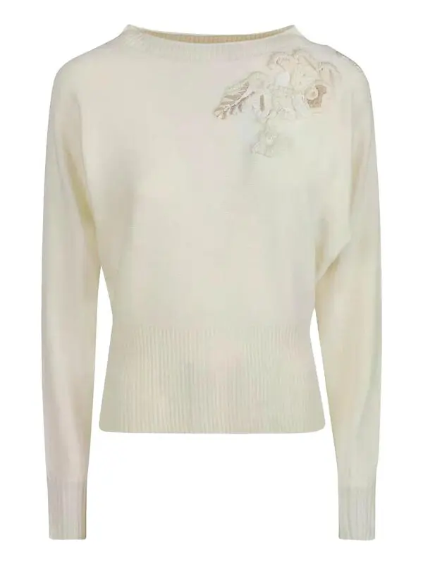 ERMANNO FIRENZE Floral-embroidered Sweater - Neutrals