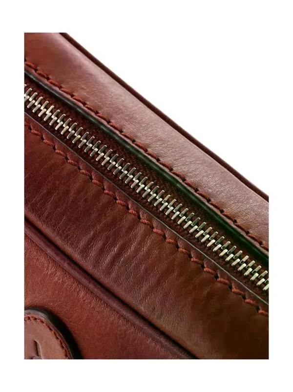 Saint Laurent Monogram Coated Canvas And Leather Crossbody Bag - Brown