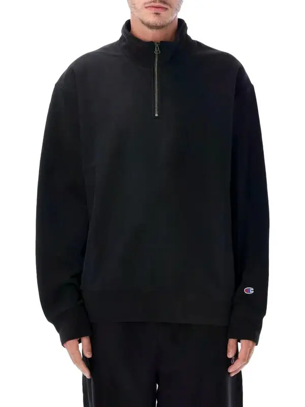 Champion Quarter-zip Logo-patch Sweater - Black