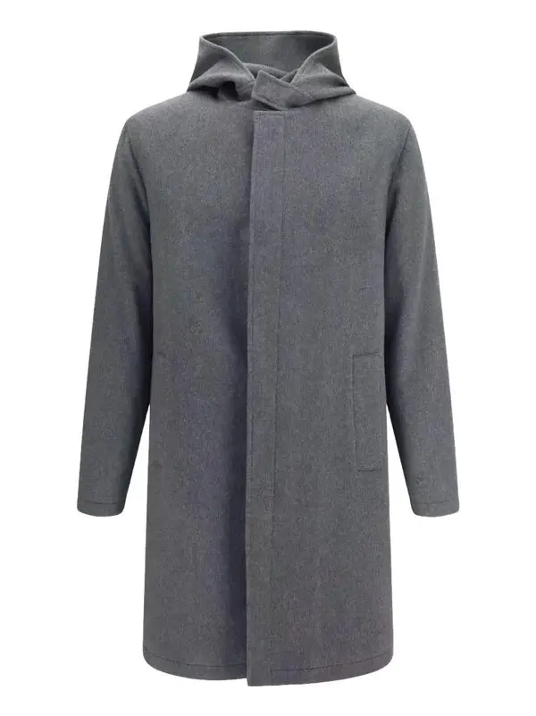 LARDINI Melange-effect Hooded Coat - Grey
