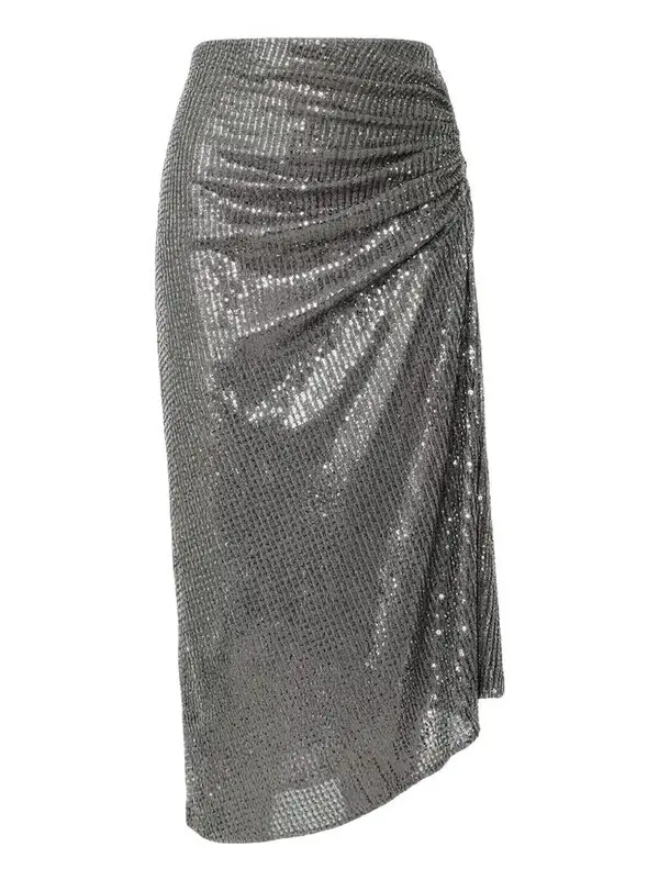 TOCCIN Raelynn Sequin-embellished Draped Skirt - Grey