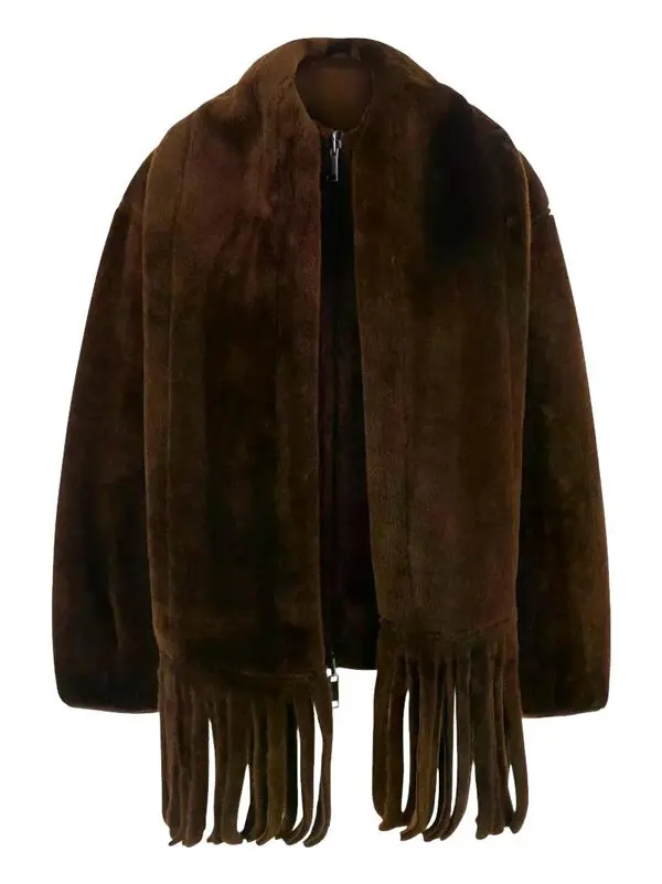 URBANCODE Fringe-detail Reversible Coat - Brown