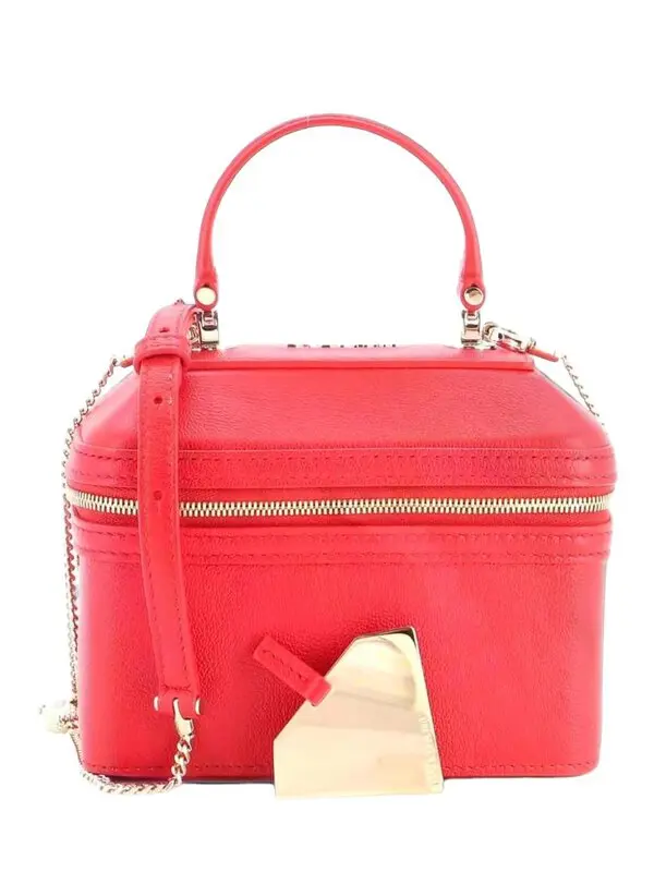 BVLGARI Serpenti Forever Top Handle Convertible Vanity Leather Small Satchel - Red