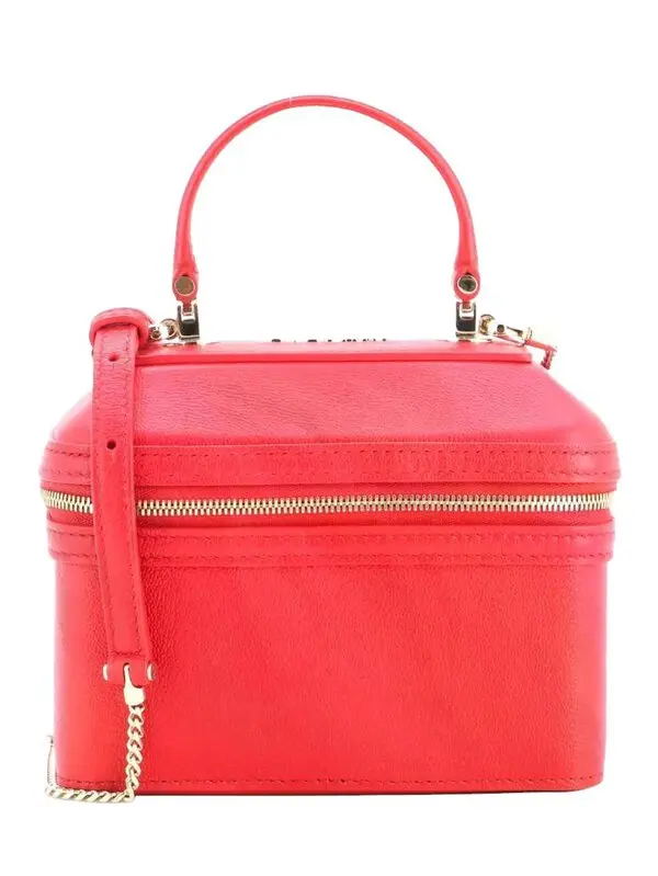 BVLGARI Serpenti Forever Top Handle Convertible Vanity Leather Small Satchel - Red