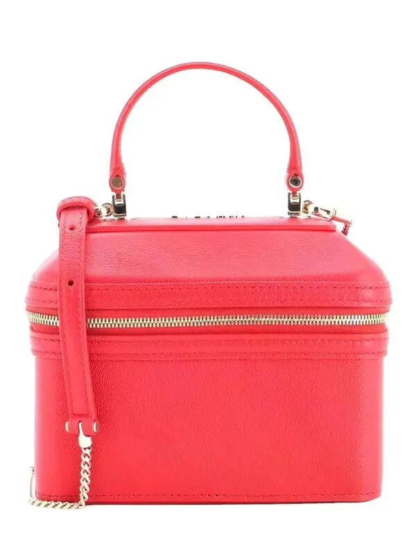 BVLGARI Serpenti Forever Top Handle Convertible Vanity Leather Small Satchel - Red