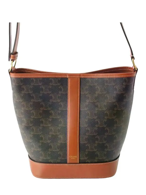 Celine Small Triomphe Coated Canvas Bucket Bag - Brown