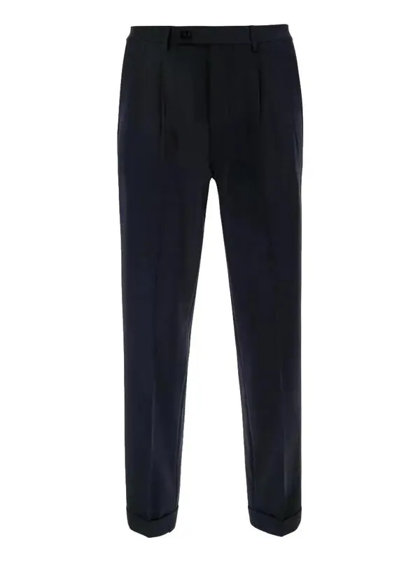 MICHAEL COAL Pleated-detail Turn-up Trousers - Blue