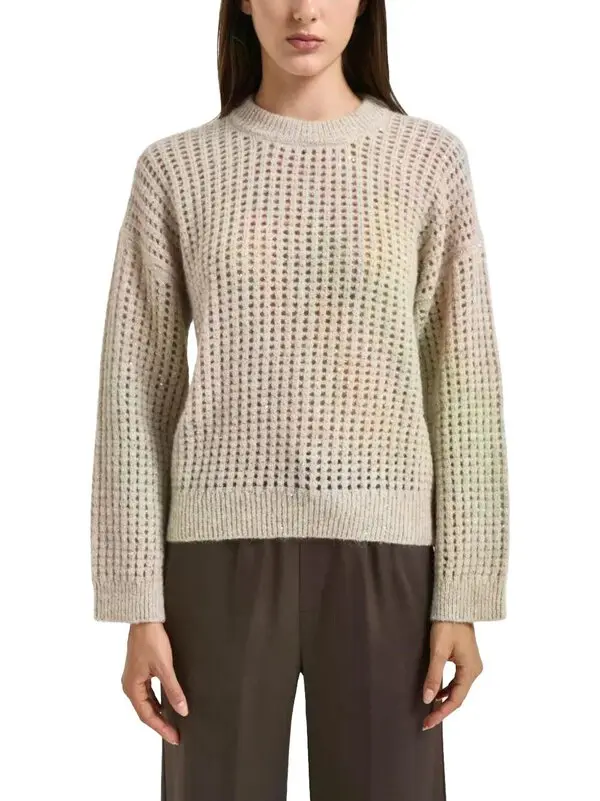 Peserico Sequin-embellished Open-knit Sweater - Neutrals