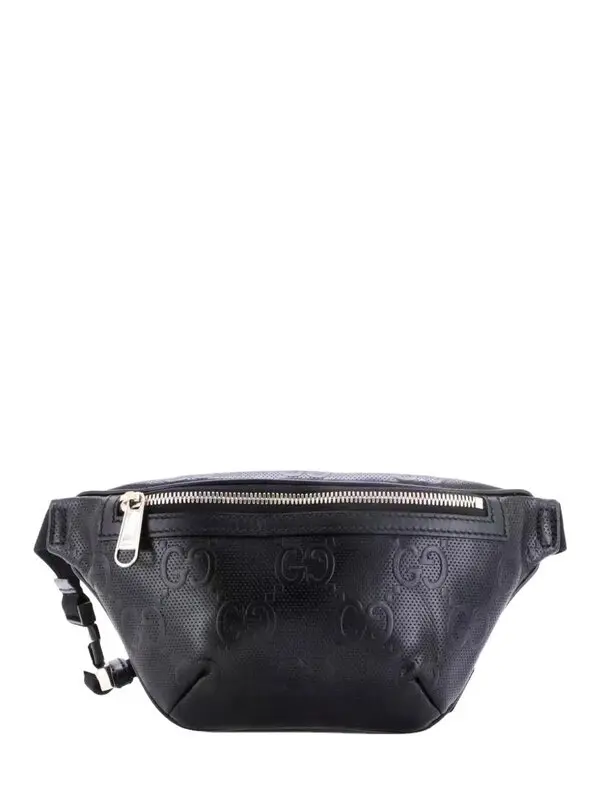 Gucci Gg Embossed Perforated Leather Small Belt Bag - Black