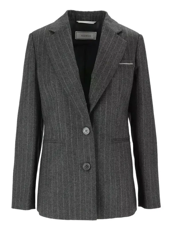 Peserico Pinstripe Pattern Blazer - Grey