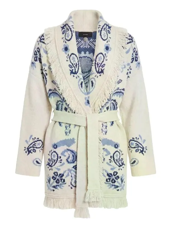 Alanui Island Roots Foulard Fringed Cardigan - Neutrals