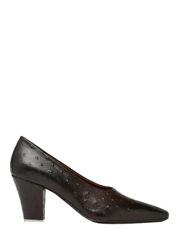 Marsèll Figura Ostrich-effect Squared-toe Block-heel Pumps - Brown