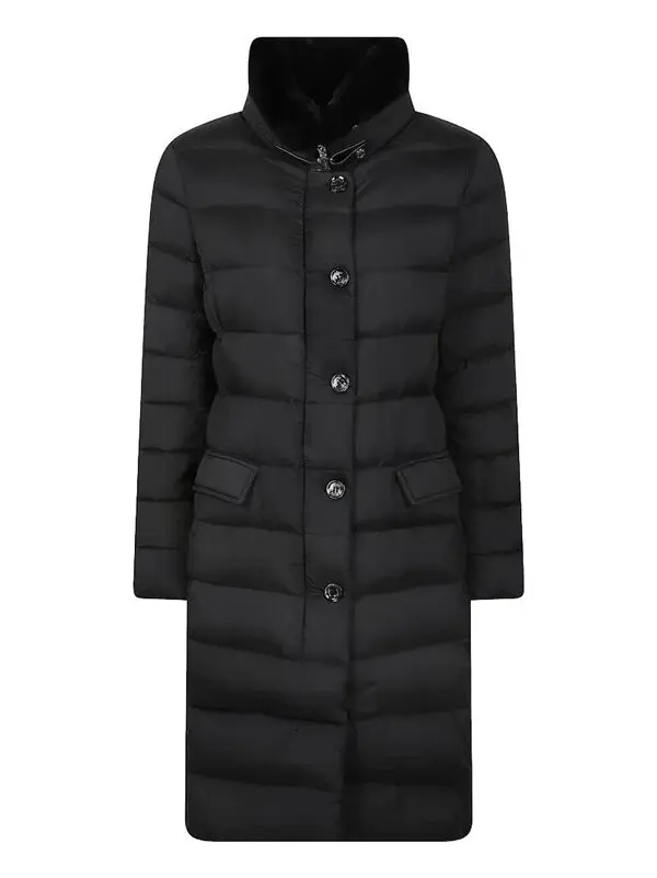 MOORER High-neck Single-breasted Coat - Black