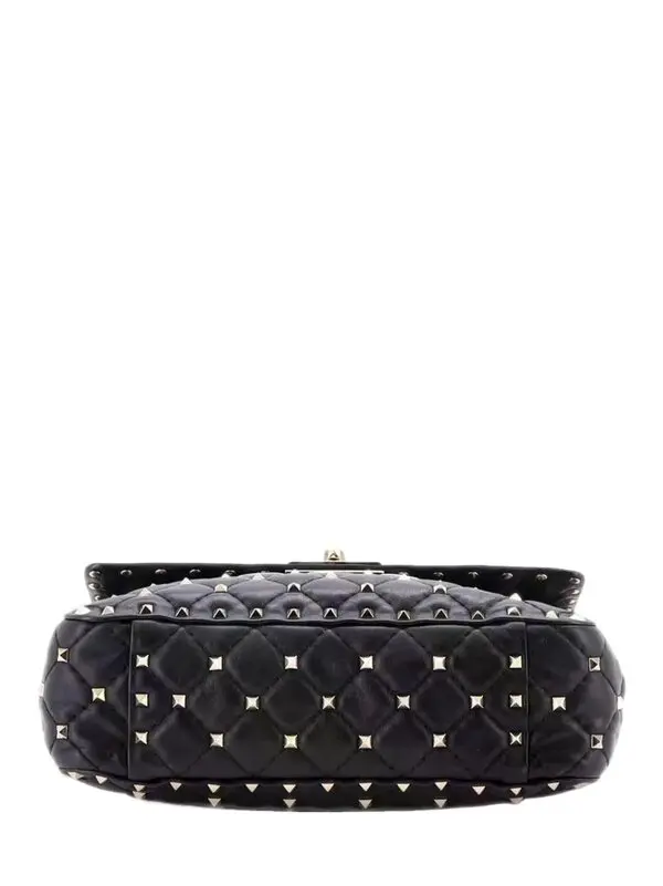 Valentino Garavani Vltn Rockstud Spike Flap Bag Quilted Leather Medium Shoulder Bag - Black
