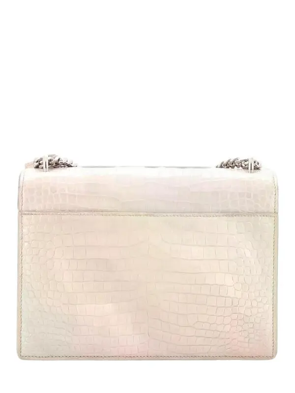 Saint Laurent Sunset Crocodile Embossed Leather Medium Cross Body Bag - Neutrals