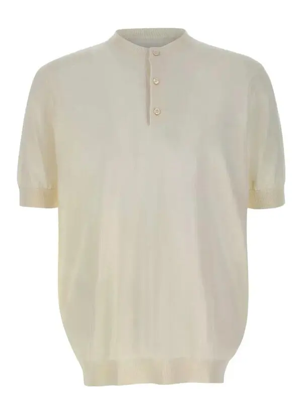 FILIPPO DE LAURENTIIS Half-button Short-sleeve T-shirt - Neutrals